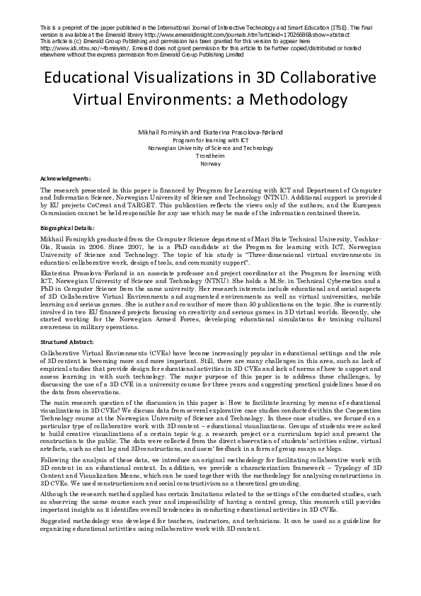 (PDF) Educational Visualizations in 3D Collaborative Virtual ...