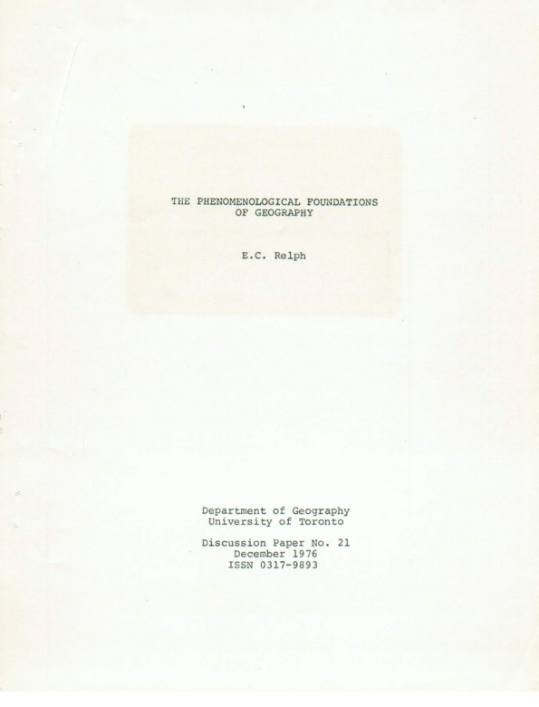 (PDF) The Phenomenological Foundations of Geography | edward relph ...