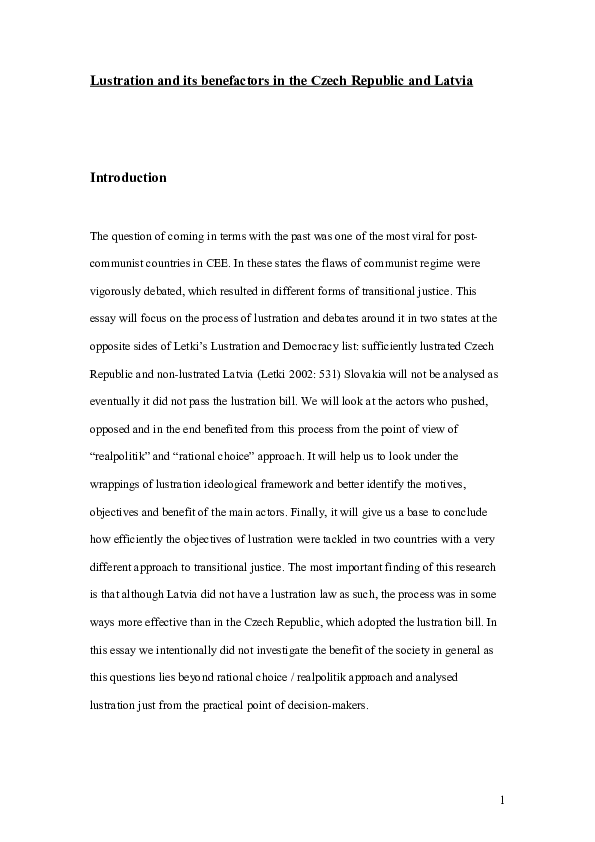 (DOC) Lustration and its benefactors in the Czech Republic and Latvia