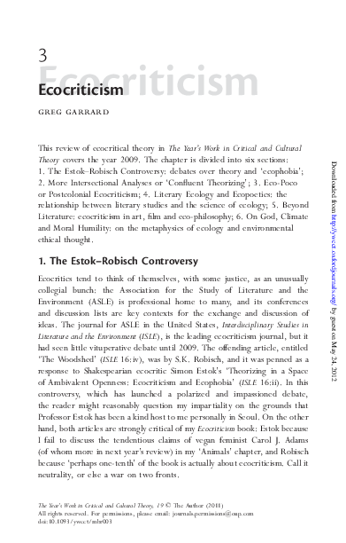 (PDF) Ecocriticism: review of 2009