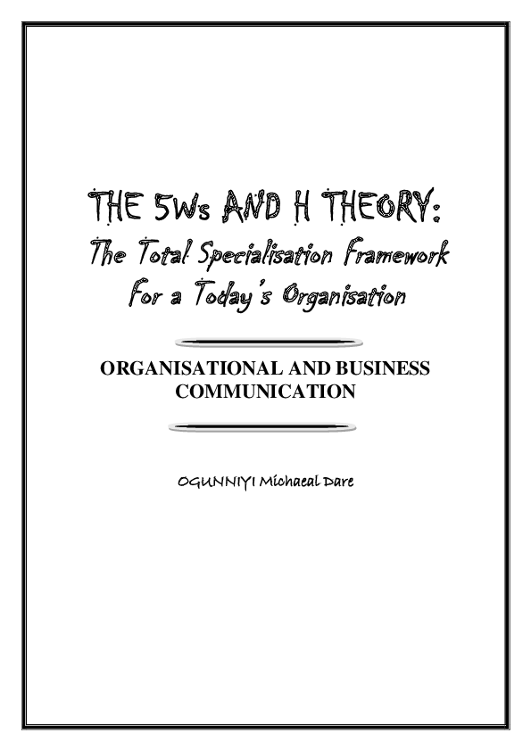 (DOC) THE 5Ws AND H THEORY: The Total Specialisation Framework For a ...