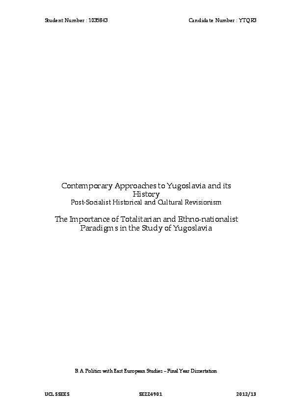(PDF) Contemporary Approaches to Yugoslavia and its History: Post ...