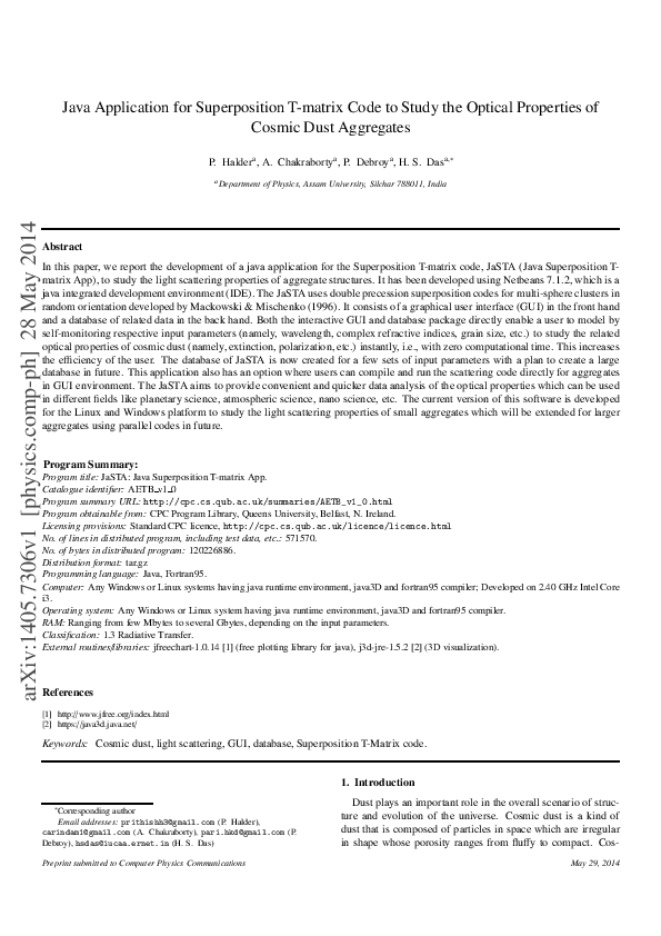 Java application for superposition T-matrix code to study the optical ...