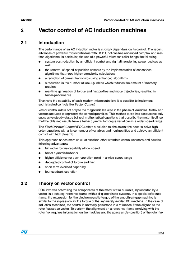 Vector control of AC induction machines