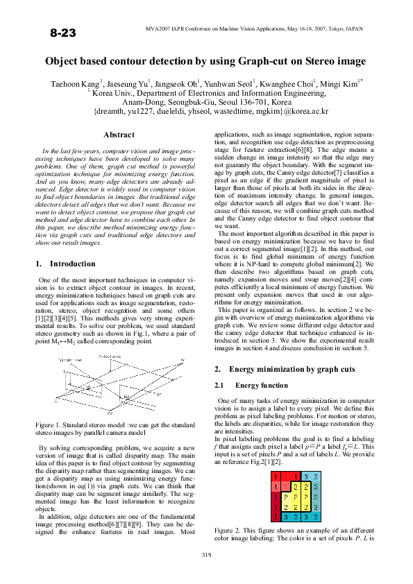 Pdf Object Based Contour Detection By Using Graph Cut On Stereo Image