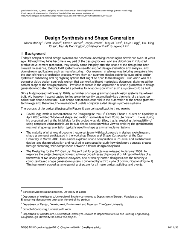 (PDF) Design Synthesis and Shape Generation