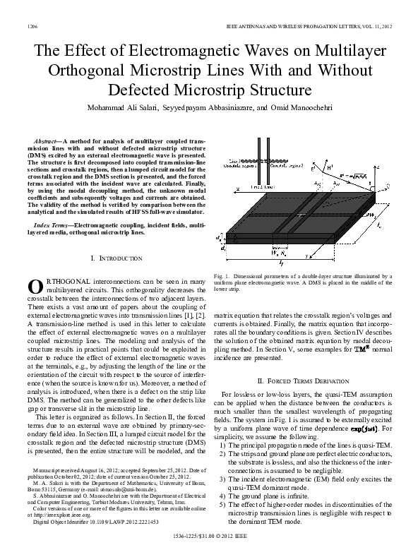 (PDF) The Effect of Electromagnetic Waves on Multilayer Orthogonal Microstrip Lines With and ...