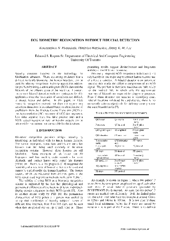 Pdf Ecg Biometric Recognition Without Fiducial Detection