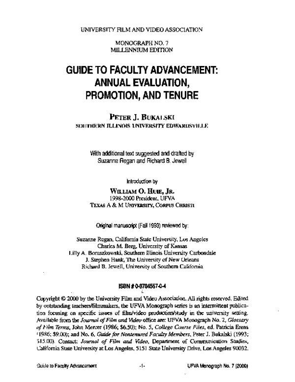 (PDF) Guide for Nontenured Faculty Members: Annual Evaluation, Promotion, and Tenure
