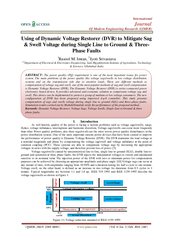 Pdf Modeling And Simulation Of Dynamic Voltage Restorer Dvr For
