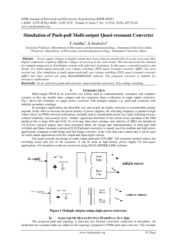 (PDF) Simulation of Push-pull Multi-output Quasi-resonant Converter