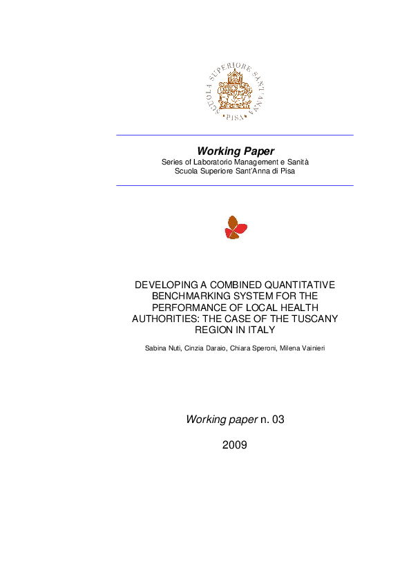 (PDF) Developing a combined quantitative benchmarking system for the ...