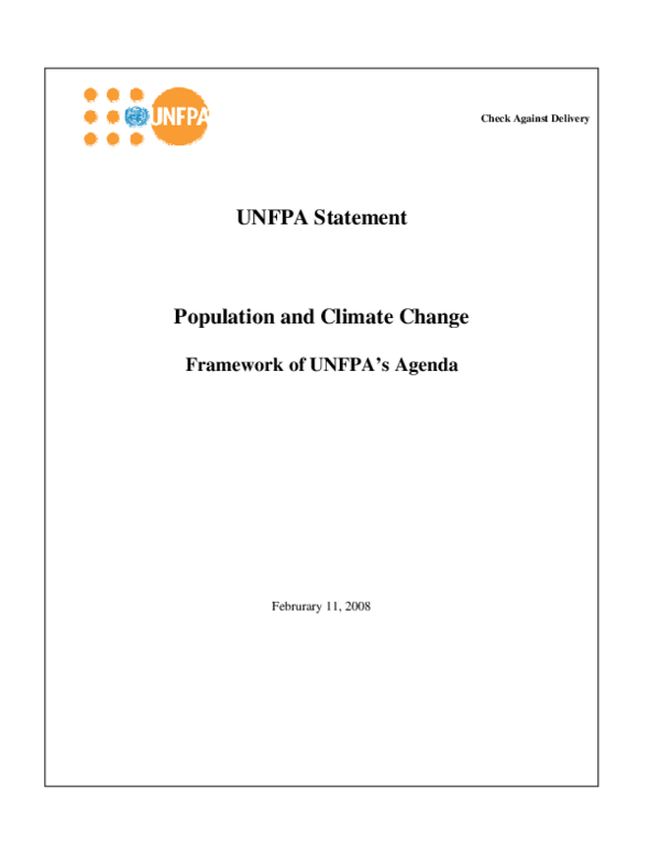 (PDF) Check Against Delivery UNFPA Statement Population and Climate ...