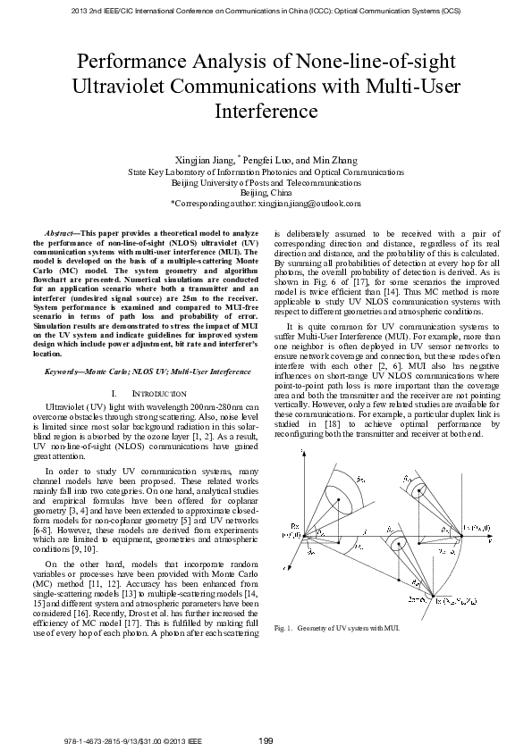 Pdf Performance Analysis Of None Line Of Sight Ultraviolet Communications With Multi User