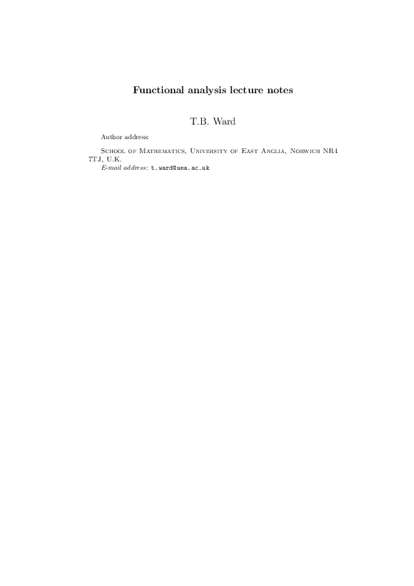 (PDF) Functional Analysis