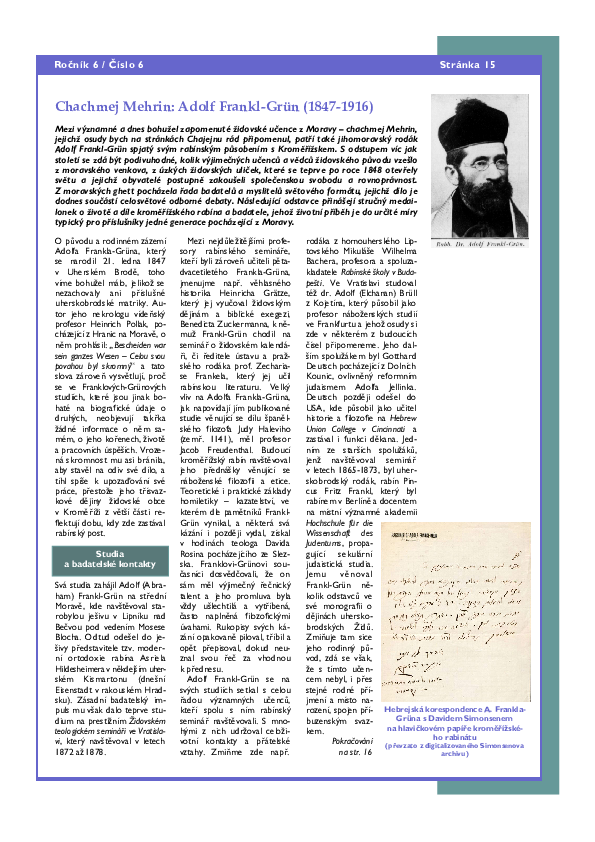 (PDF) Chachmej Mehrin: Adolf Frankl-Grün (1847-1916)