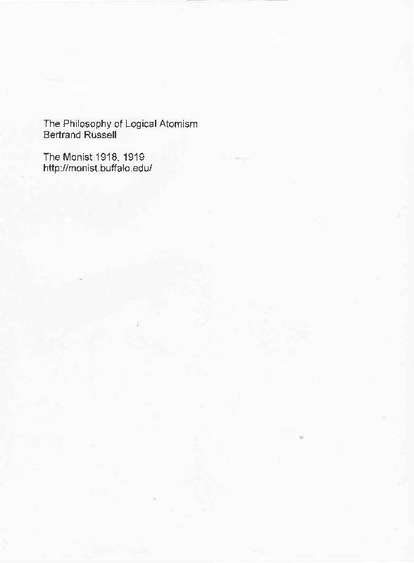 (PDF) The Philosophy of Logical Atomism
