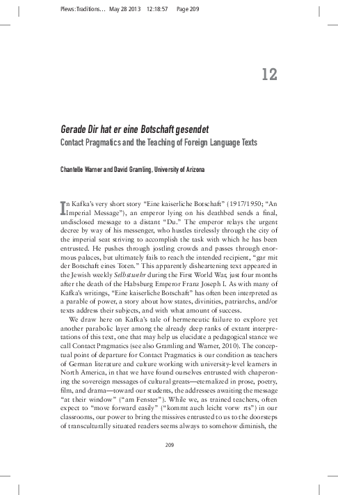 Gerade Dir hat er eine Botschaft gesendet: Contact Pragmatics and the ...