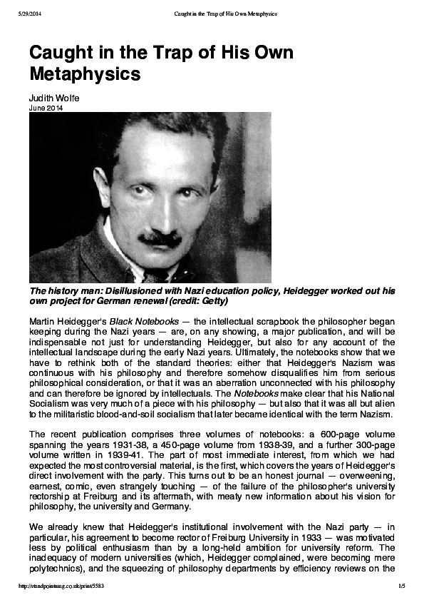 (PDF) Heidegger's Black Notebooks: Caught in the Trap of His Own Ideas (PDF) Heidegger's Black Notebooks: Caught in the Trap of His Own Ideas