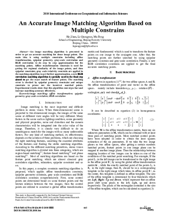 Pdf An Accurate Image Matching Algorithm Based On Multiple Constrains