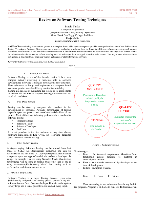 (PDF) Review on Software Testing Techniques