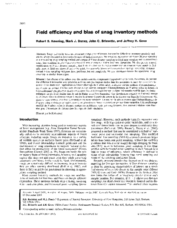 (PDF) Field efficiency and bias of snag inventory methods | Robert ...