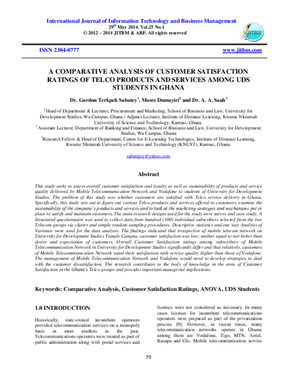 Pdf A Comparative Analysis Of Customer Satisfaction Ratings Of Telco