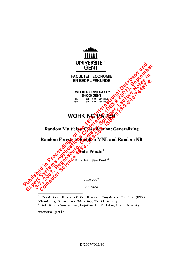 (PDF) Random Multiclass Classification: Generalizing Random Forests to Random MNL and Random NB