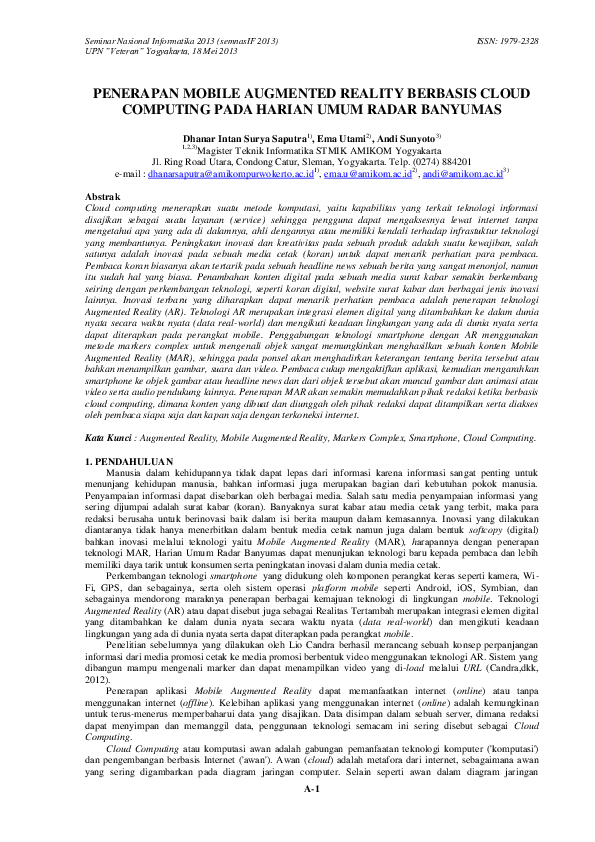(PDF) PENERAPAN MOBILE AUGMENTED REALITY BERBASIS CLOUD COMPUTING PADA HARIAN UMUM RADAR BANYUMAS
