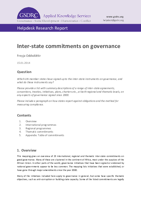 (PDF) Inter-state commitments on governance
