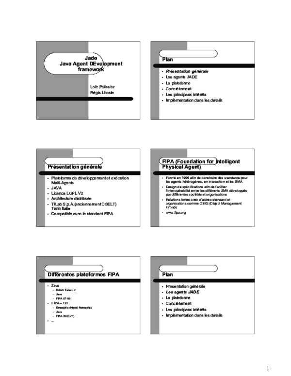 (PDF) Jade Java Agent DEvelopment framework Différentes plateformes FIPA