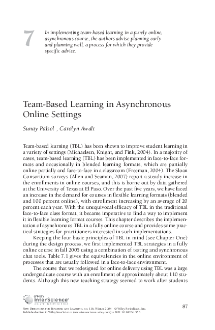 (PDF) Team-based learning in asynchronous online settings