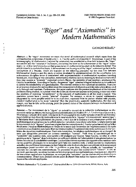 (PDF) "Rigor" and "Axiomatics" in Modern Mathematics