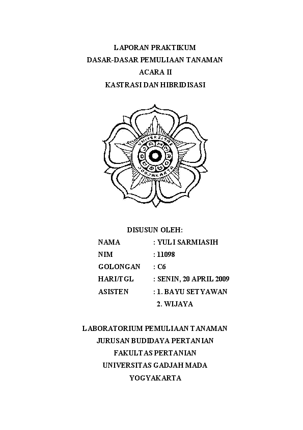 (DOC) LAPORAN PRAKTIKUM DASAR-DASAR PEMULIAAN TANAMAN ACARA II