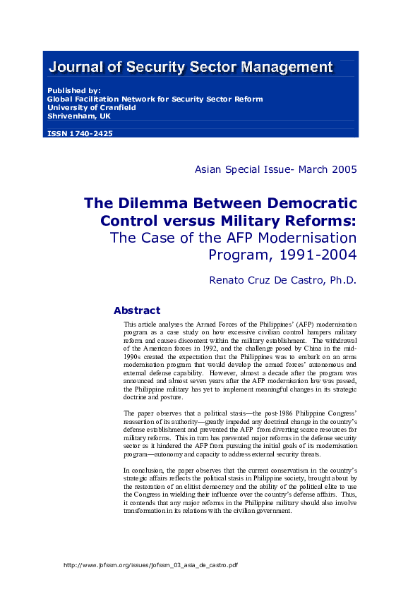 (PDF) The Dilemma Between Democratic Control versus Military Reforms