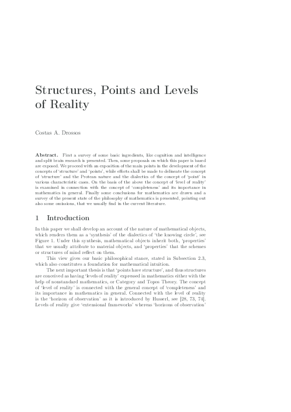 (PDF) Structures, Points and Levels of Reality