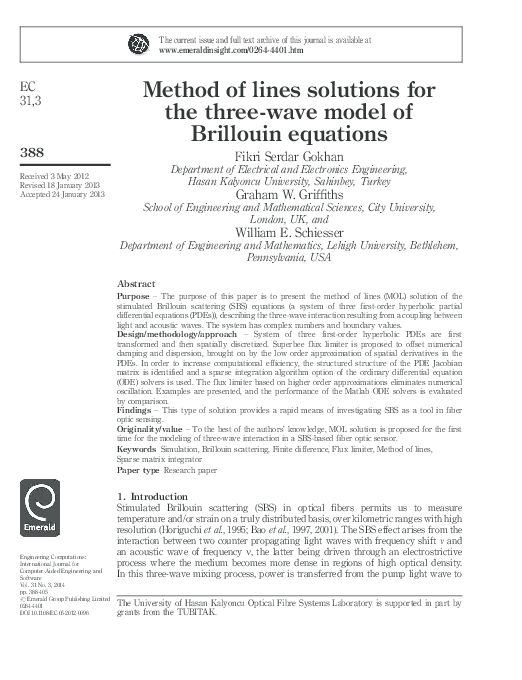 (PDF) Method of lines solutions for the three-wave model of Brillouin ...
