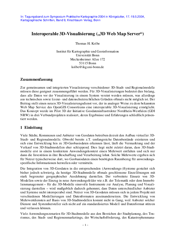 (PDF) Interoperable 3D-Visualisierung ("3D Web Map Server