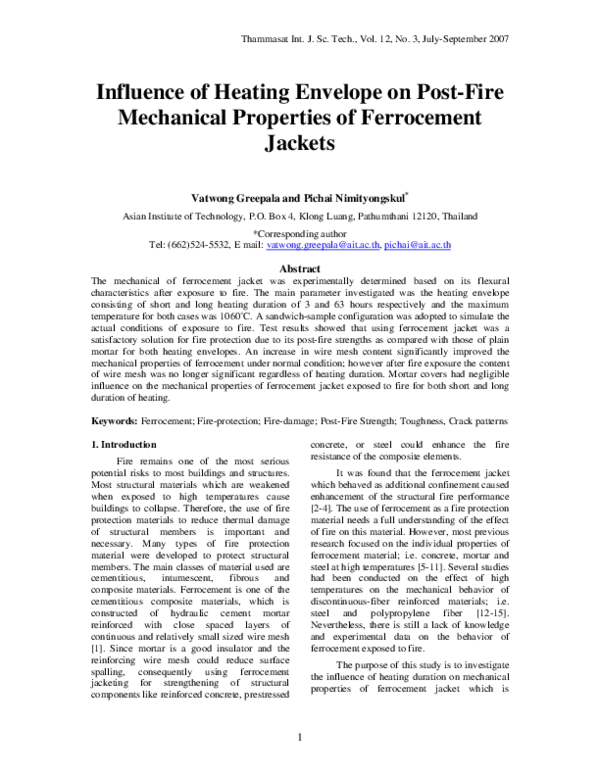 (PDF) Influence of Heating Envelope on Post-Fire Mechanical Properties ...