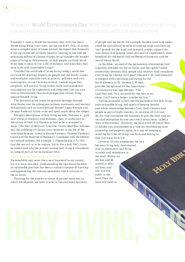(PDF) Holy Living, Sustainable Living (World Environment Day)