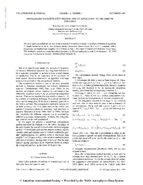 Pdf Parallelized Extrapolation Method And Its Application To The Orbital Dynamics