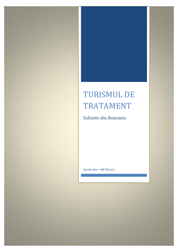 (DOC) Turismul de tratament - Salinele din Romania