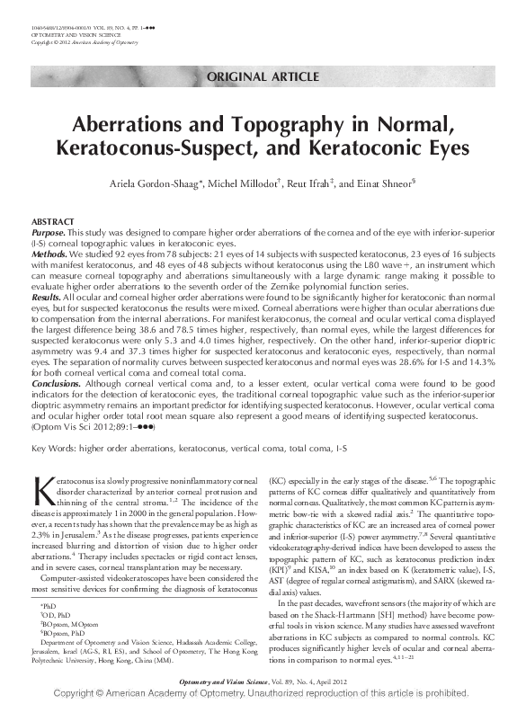 (PDF) Aberrations and Topography in Normal, Keratoconus-Suspect, and ...