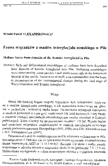 (PDF) Fauna mięczaków z osadów interglacjału eemskiego w Pile (Mollusc ...