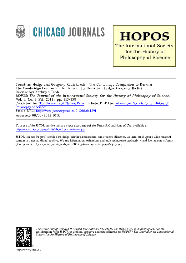 (PDF) The Cambridge Companion to Darwin (Jonathan Hodge and Gregory ...