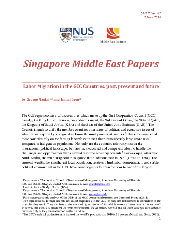 (PDF) Labor migration in the GCC countries: past, present and future ...