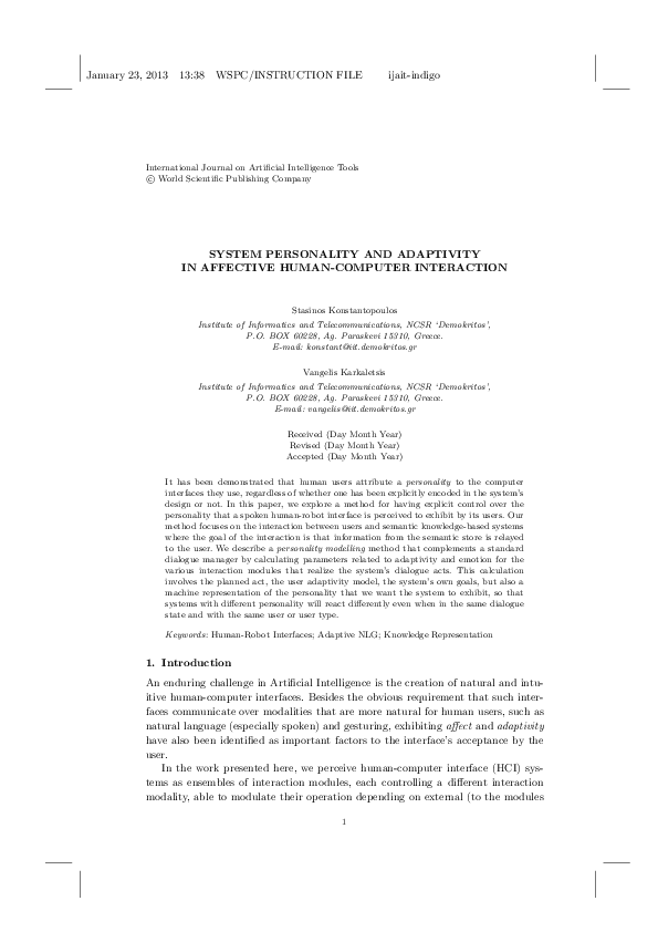 System Personality and Adaptivity in Affective Human-Computer Interaction