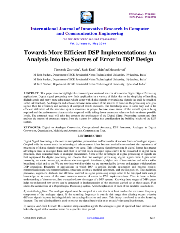 Pdf Towards More Efficient Dsp Implementations An Analysis Into The