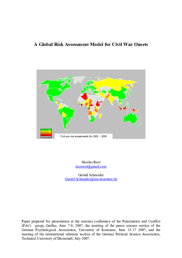 (PDF) A Global Risk Assessment Model for Civil War Onsets