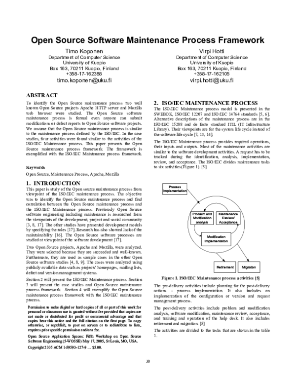 Pdf Open Source Software Maintenance Process Framework